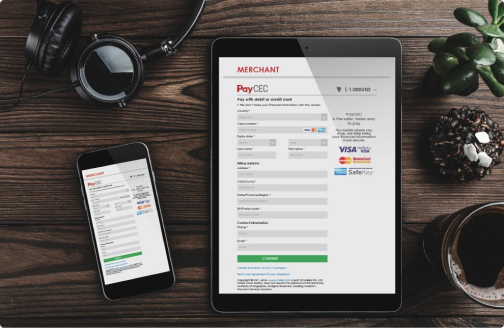 Mobile and Tablet payment page | PayCEC Payment Gateway